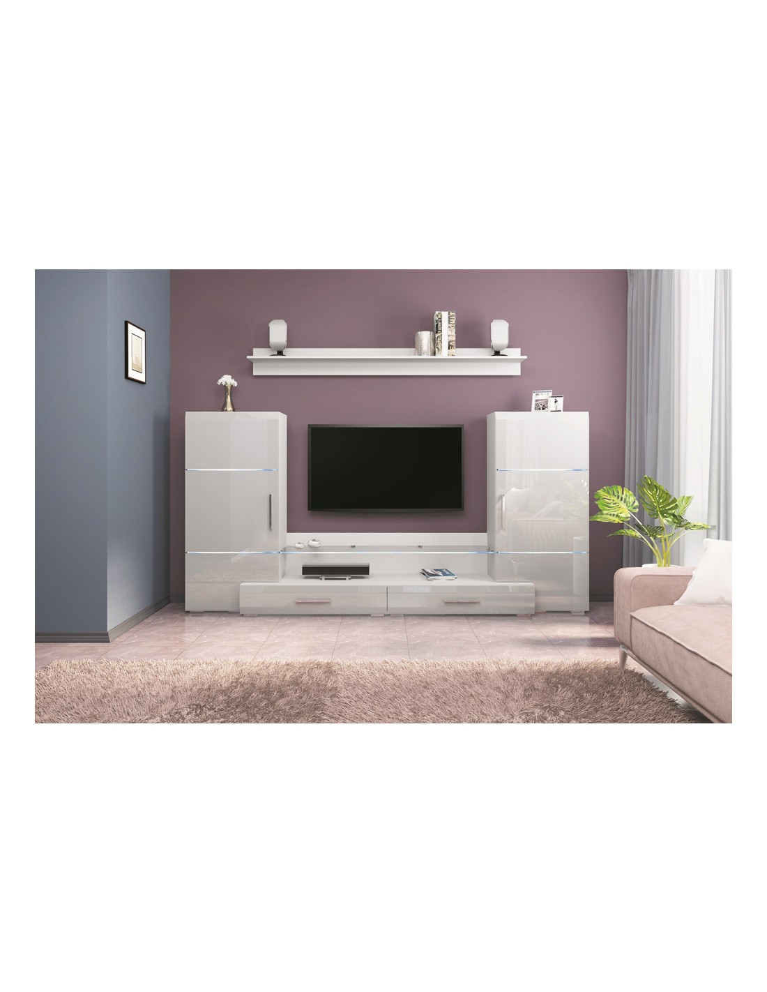 Living Domino, Alb, 2800 x 450 x 1400 mm.